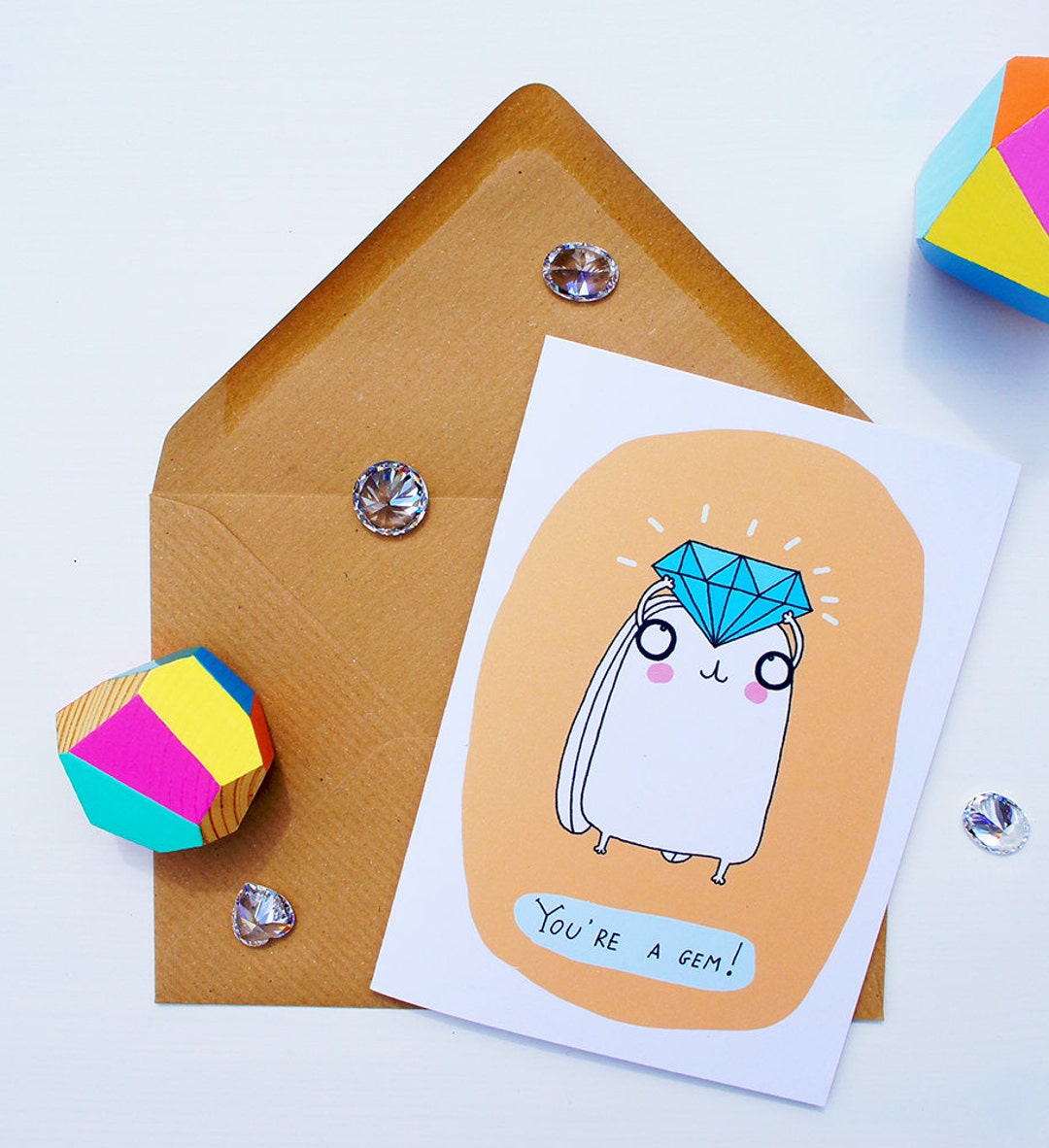 You're a Gem, Thank You Card, Motivational Card, Love Card, Friendship ...