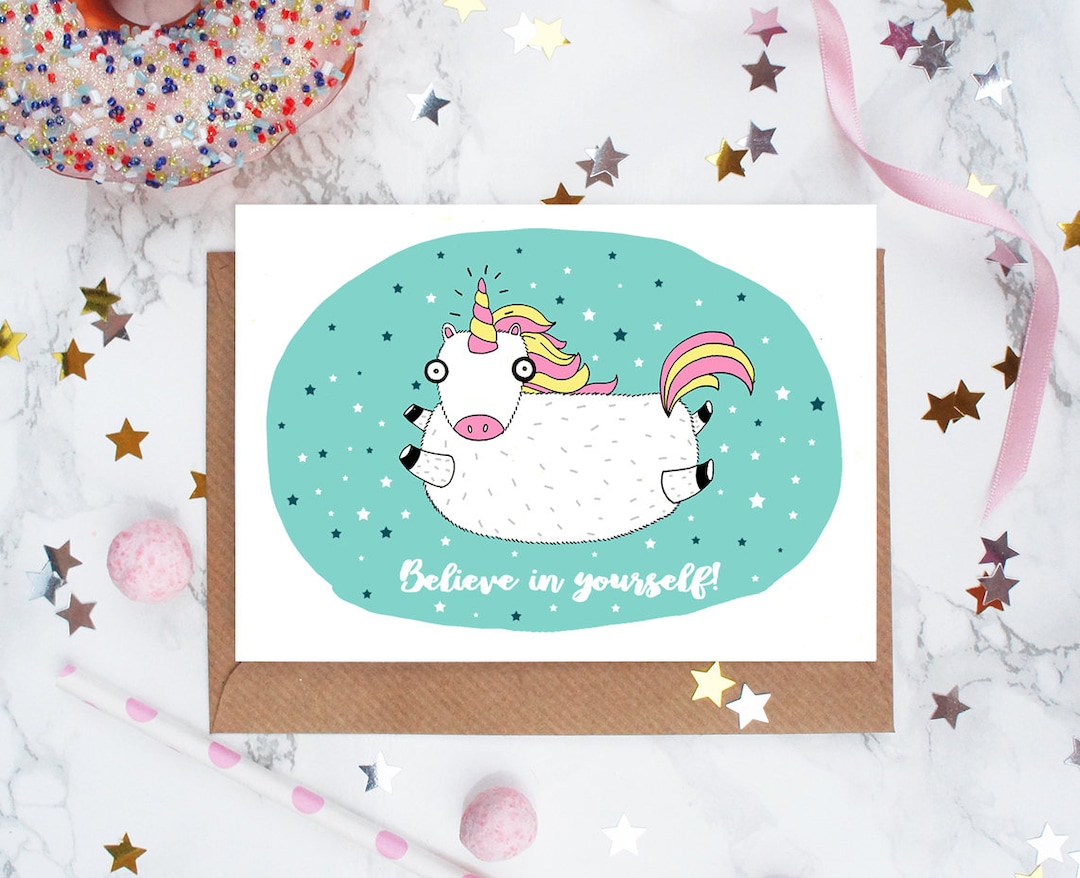 Unicorn Greeting Card - Cute Card - Encouragement - Well Done ...