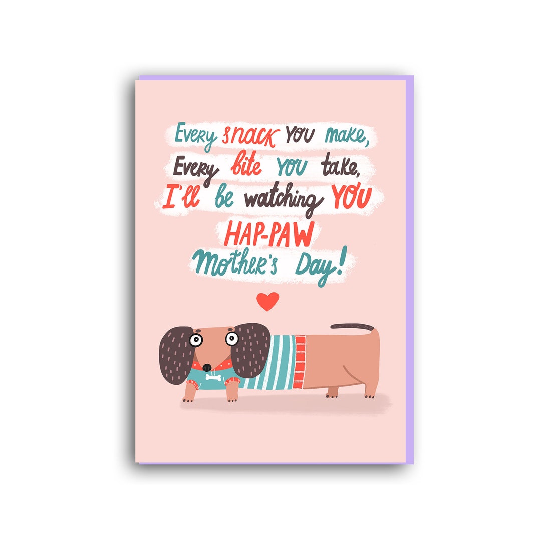 Dog Mum Card, Funny Dachshund Mother's Day Card, Mother's Day From Dog ...