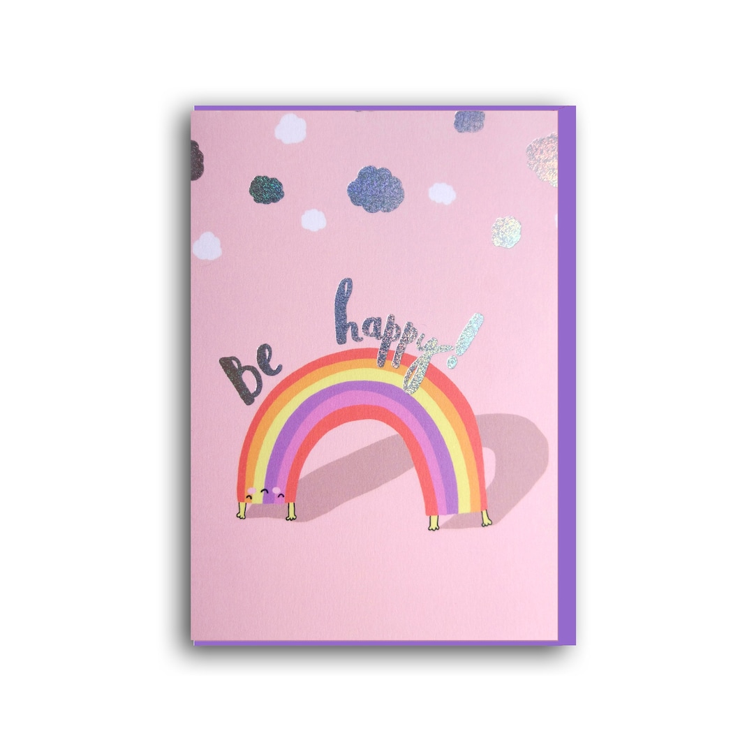 Rainbow Hug Card: Thinking of You, Holographic Glitter - Etsy