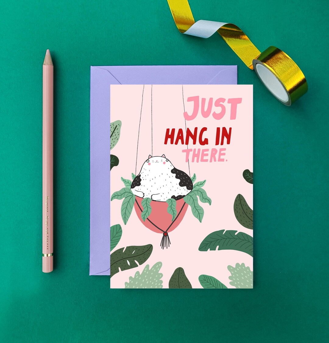 Funny Cat Sympathy Card: Just Hang in There - Etsy