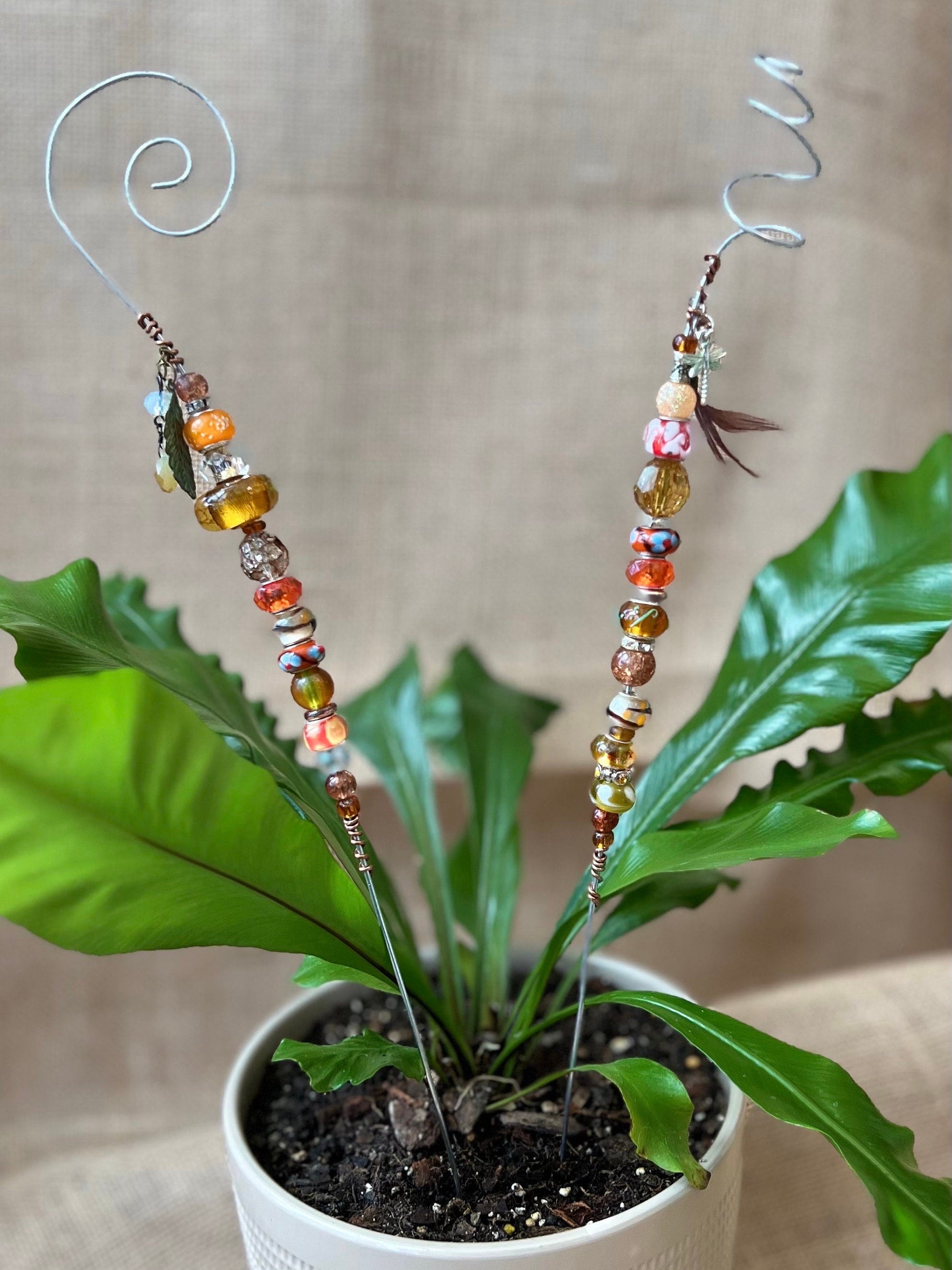 Beaded Fairy Garden Wand/plant Stake 14 - Etsy