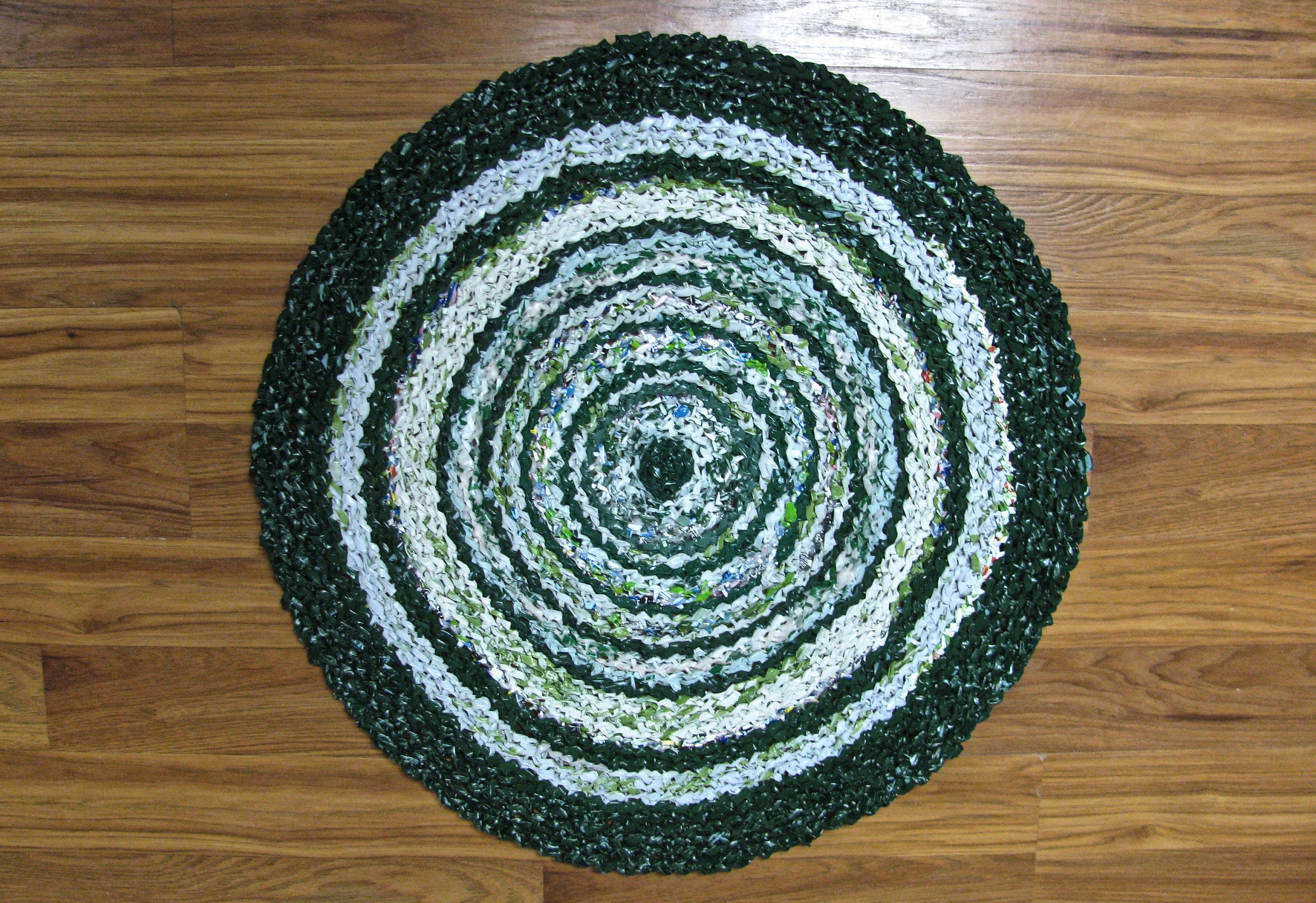 Recycled Green green Crochet Plastic Bags Rug, Upcycled Designer Eco ...