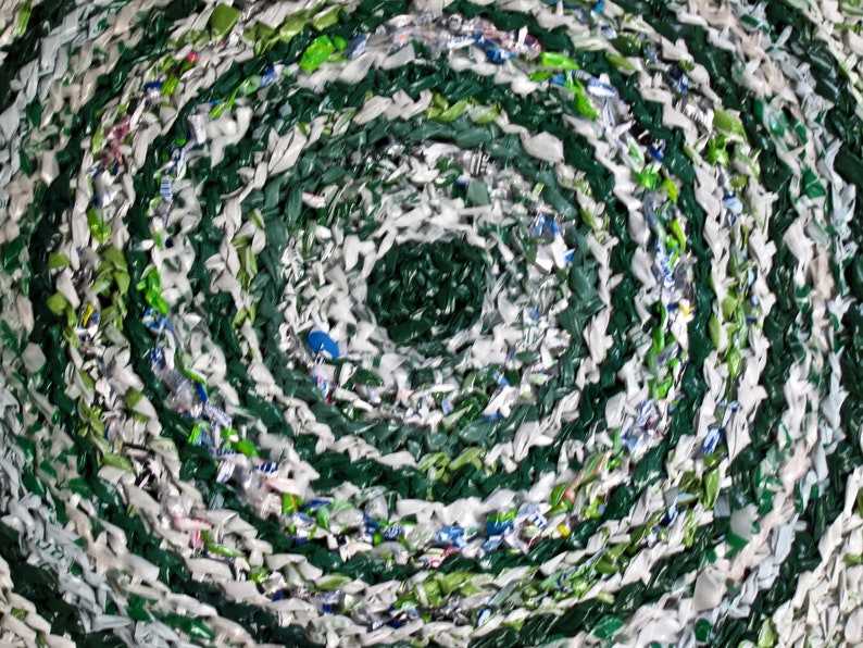 Recycled Green green Crochet Plastic Bags Rug, Upcycled Designer Eco ...