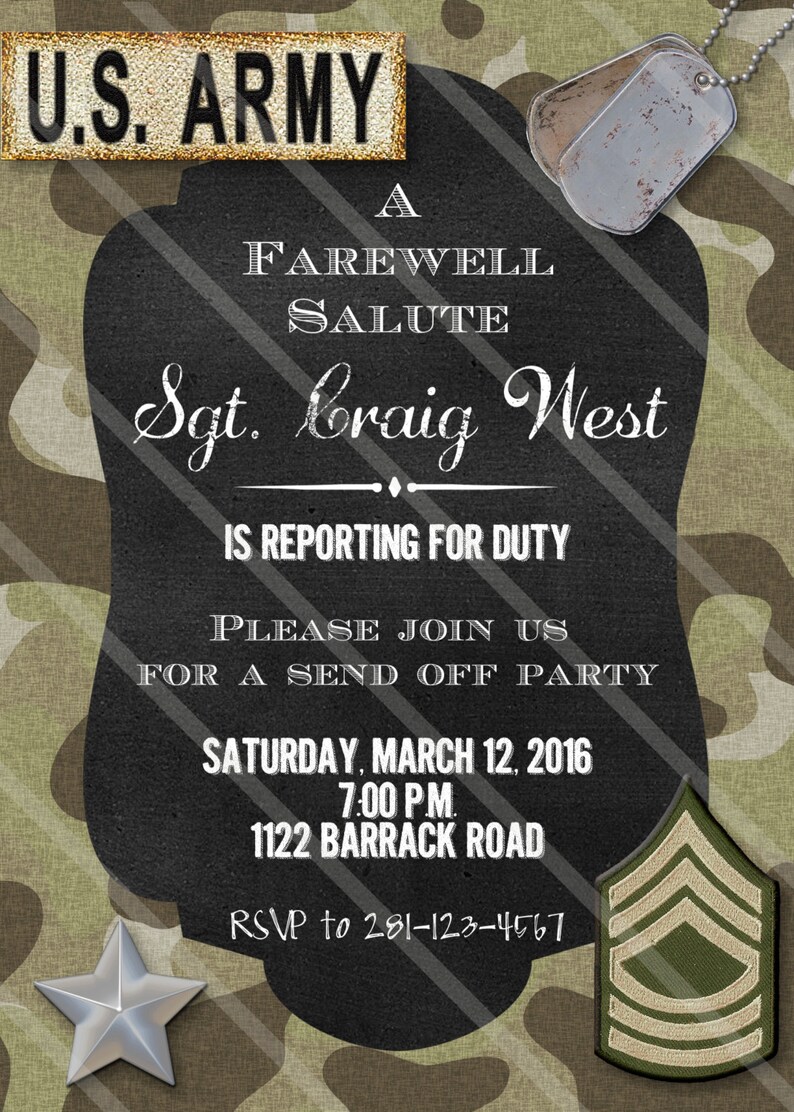 Army Invitation Deployment Party Send Off Invitation Going | Etsy
