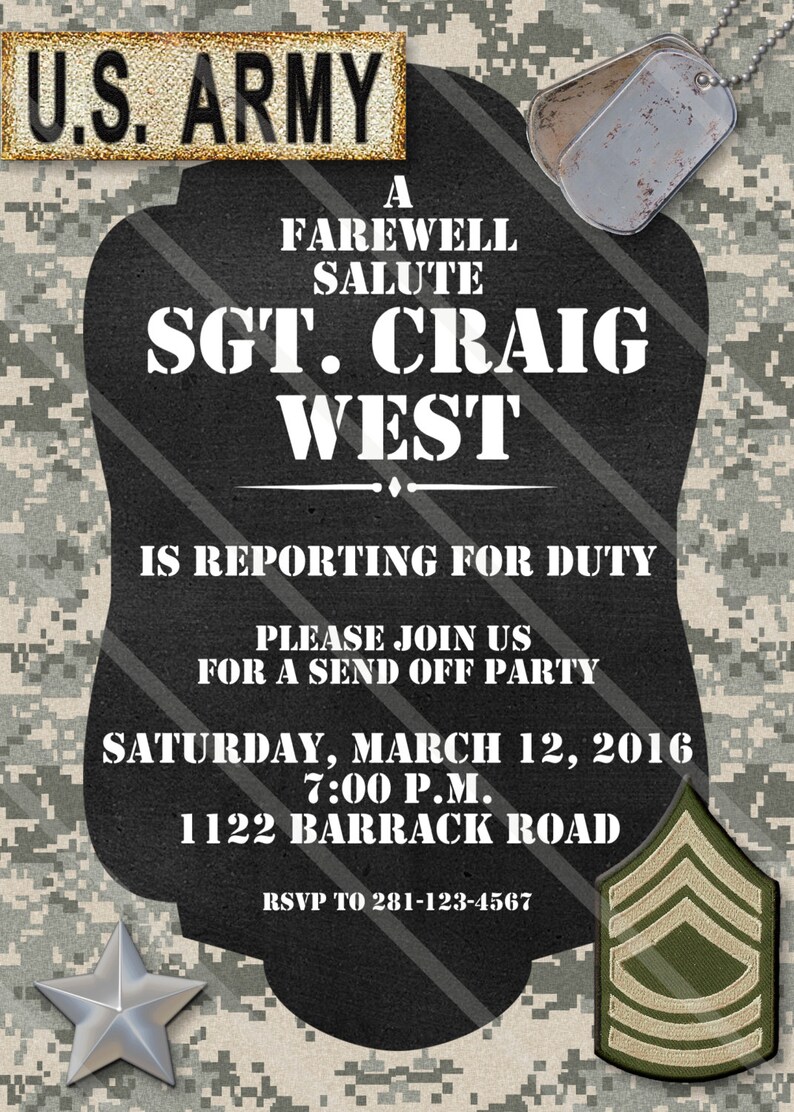 Army Invitation Deployment Party Send Off Invitation Going | Etsy