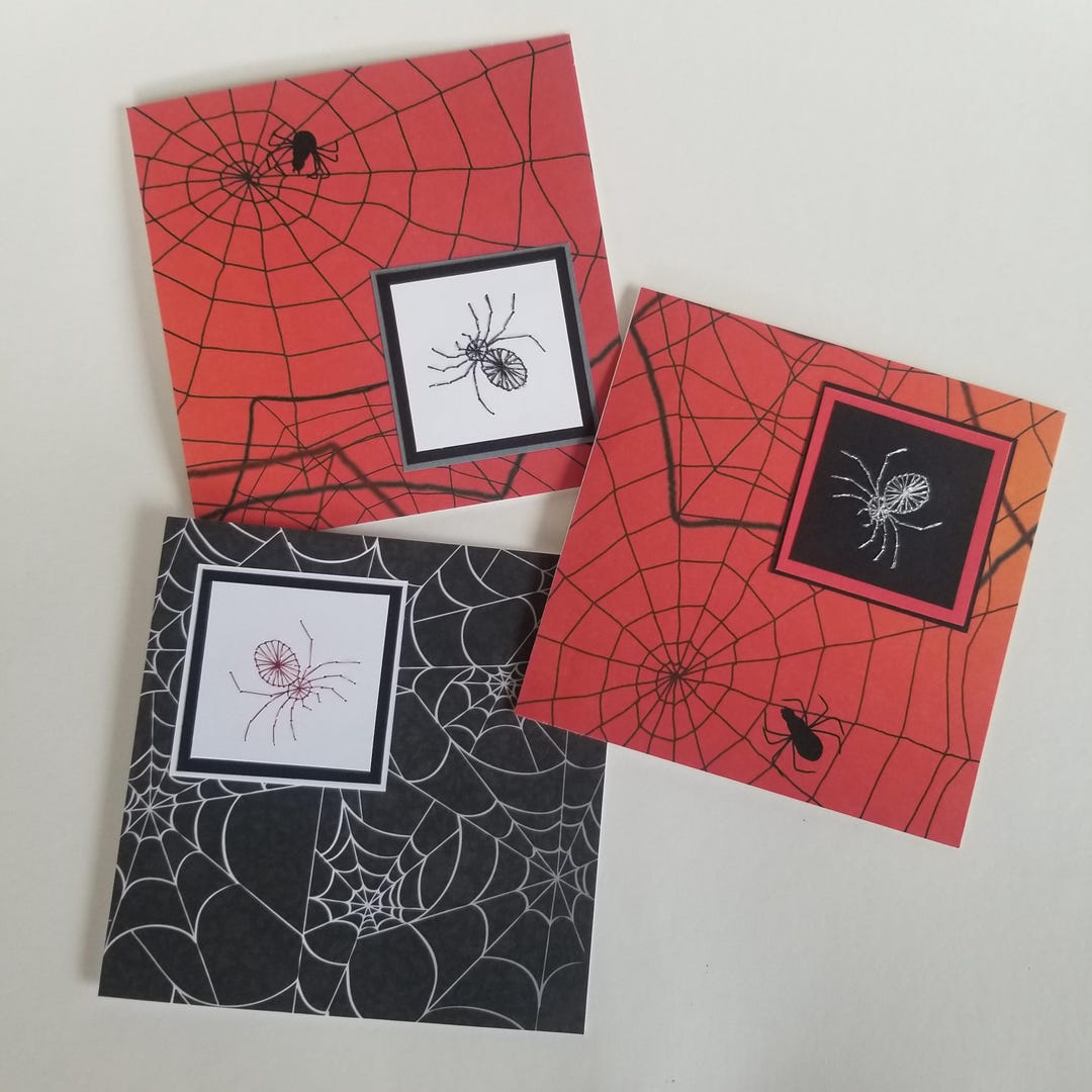 Embroidered Spider and Web Card / Halloween Spider Card - Etsy