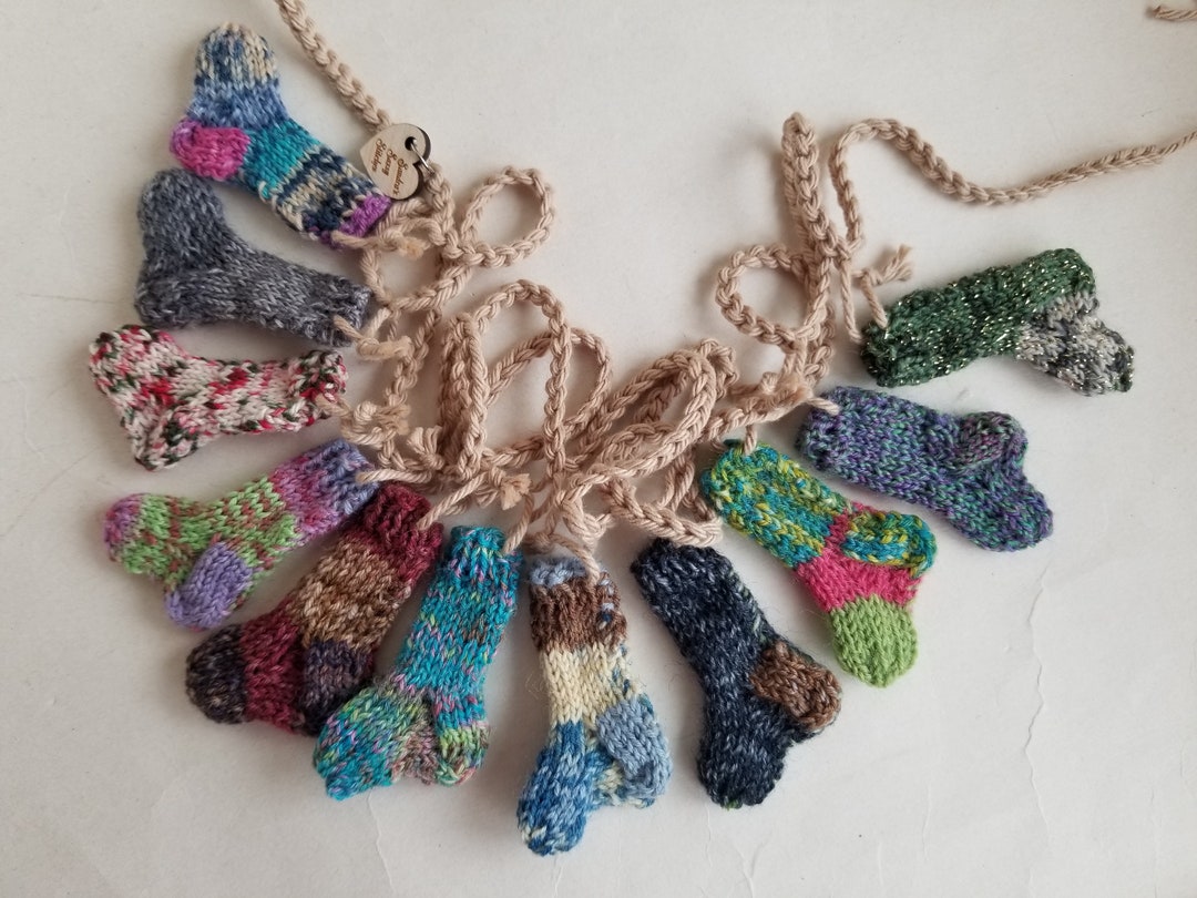 Colorful Mini Sock Garland 4.5 Ft, 1.4 M / Rustic Mini Stocking ...