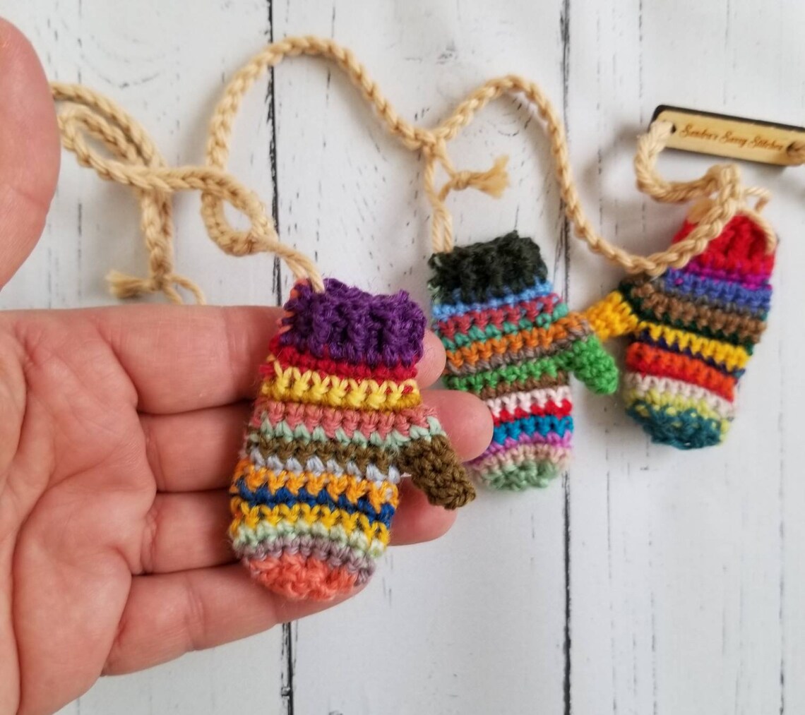 Funky Striped Mini Mitten Garland / Rainbow Striped Colourful - Etsy