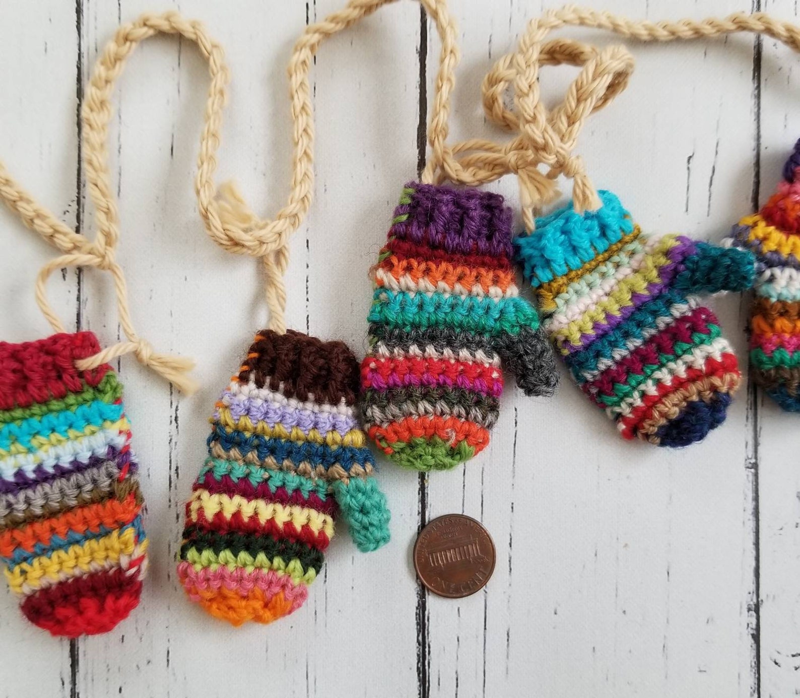 Funky Striped Mini Mitten Garland / Rainbow Striped Colourful - Etsy