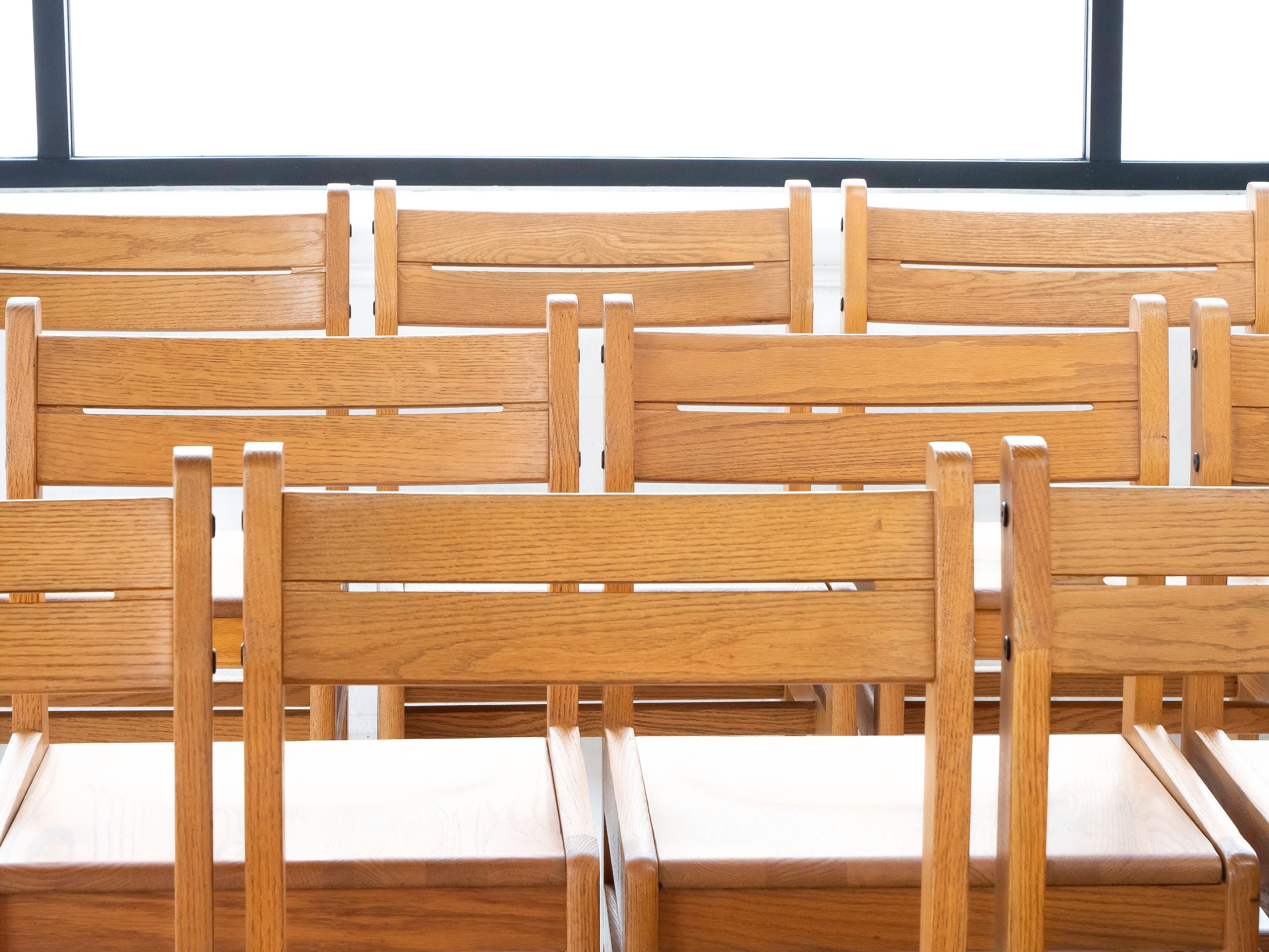 Solid Oak Post Modern Library Dining Chairs, Set of 9 Available - Etsy