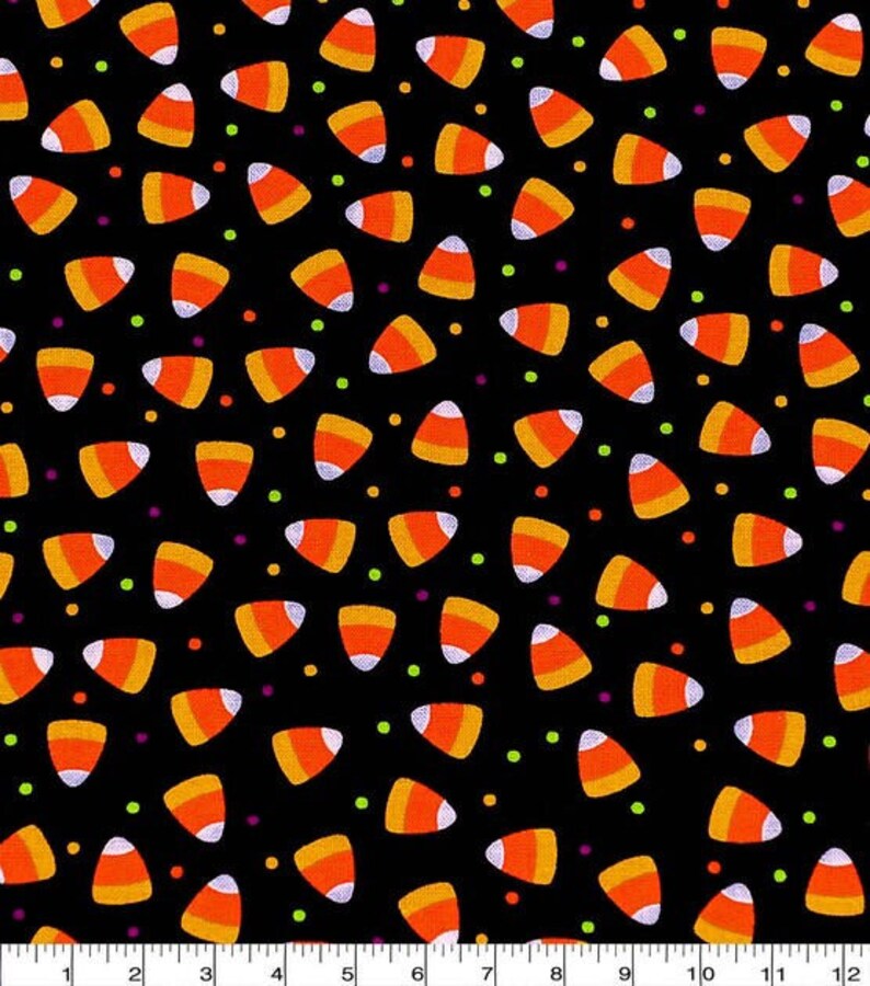 Candy Corn Fabric Candy Cane Dots Fabric Halloween Fabric - Etsy