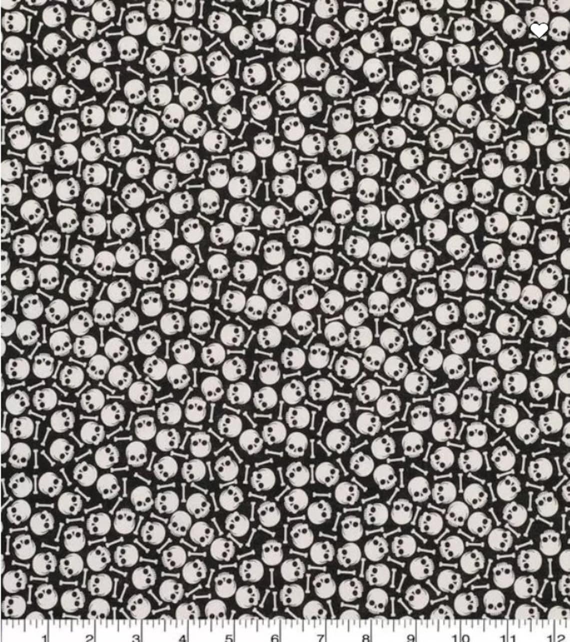 Halloween Mini Skulls Fabric Mini Bones Fabric Skull and - Etsy