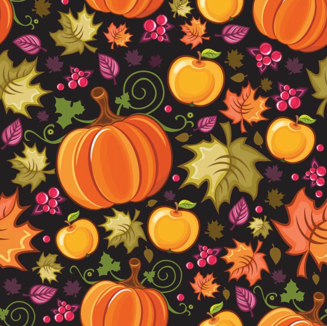 Thanksgiving Fabric, Hello Fall Fabric, Pumpkins Fabric, Fall Leaves ...