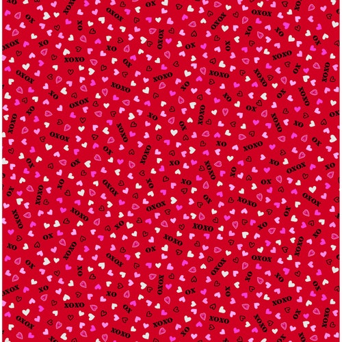 Valentines Fabric Hugs And Kisses Fabric Conversation Hearts Etsy