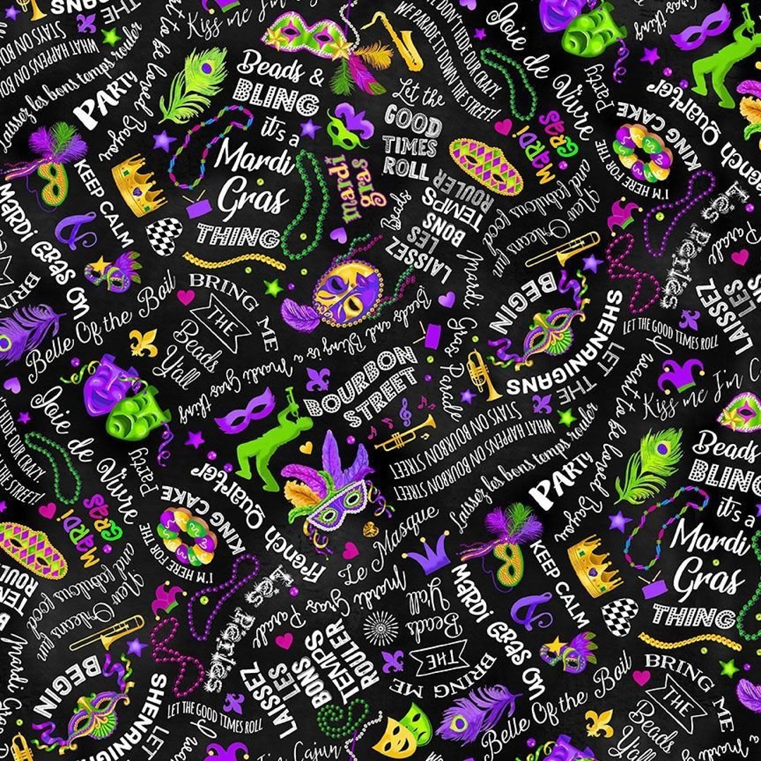 Mardi Gras Fabric, Mardi Gras Funny Sayings Fabric, Mardi Gras Party ...