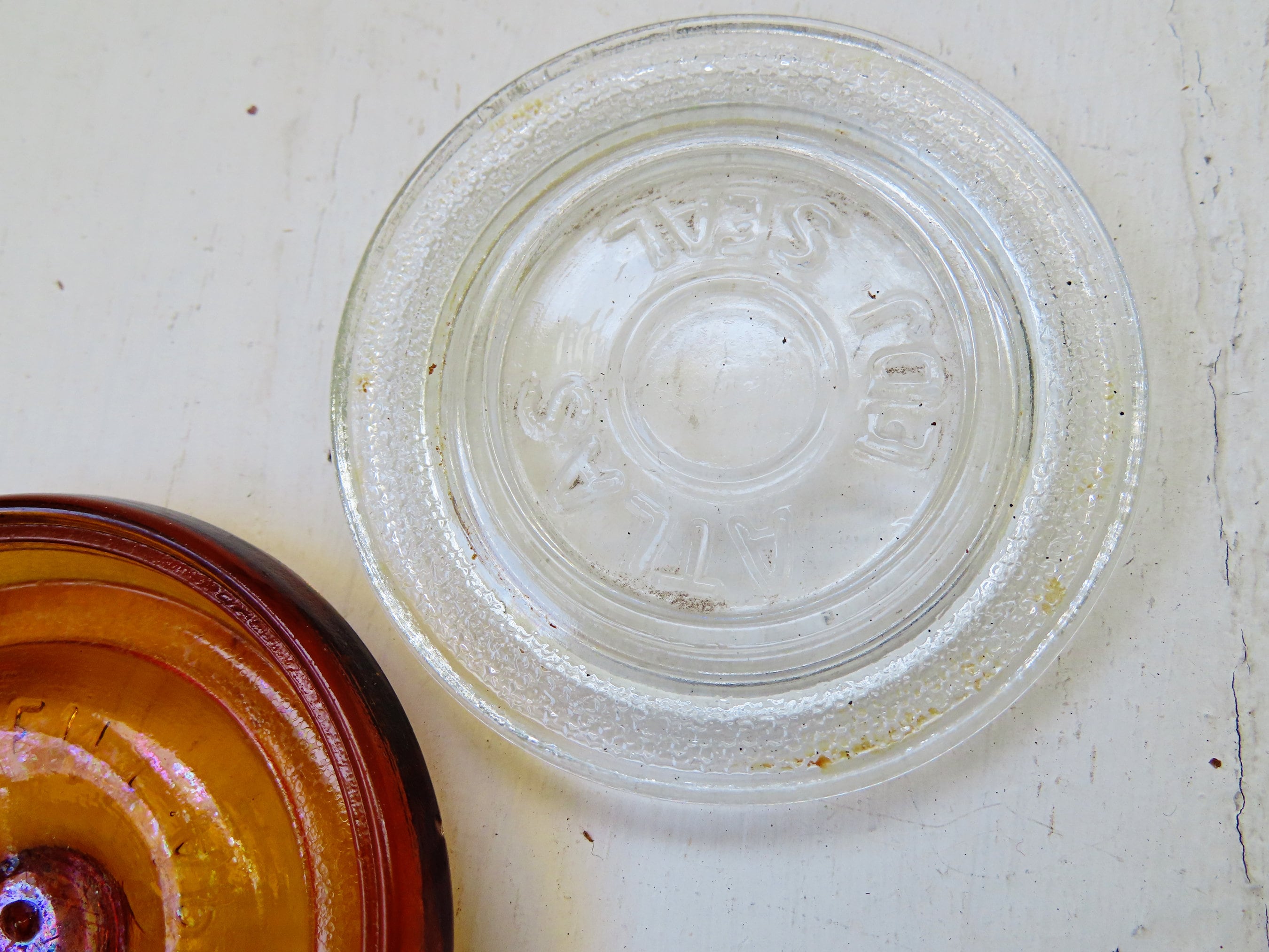 Vintage Amber Glass Jar Lid & Atlas EDJ Canning Lid - Etsy