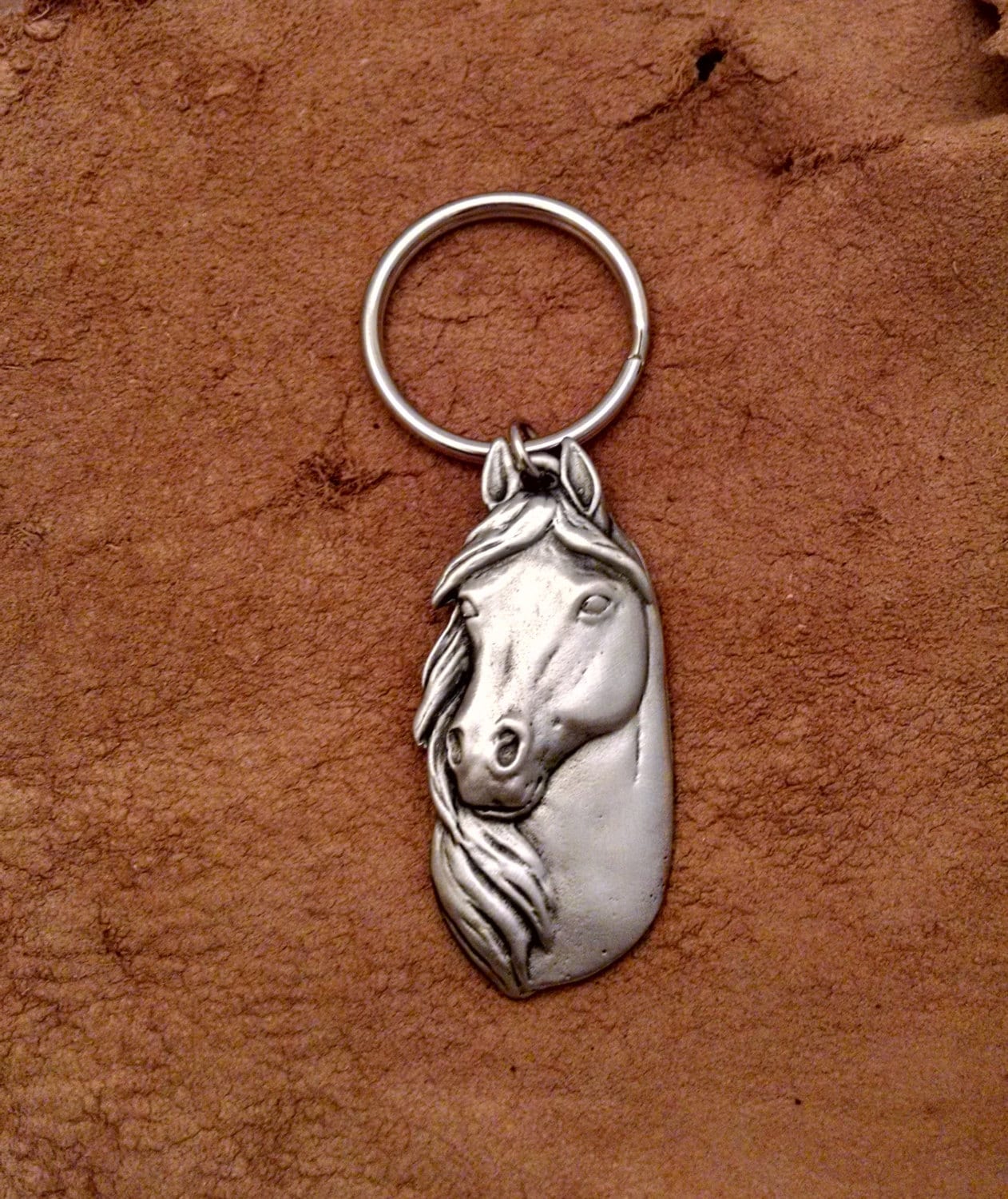 Pewter Horsehead Keychain Horse Keychain - Etsy