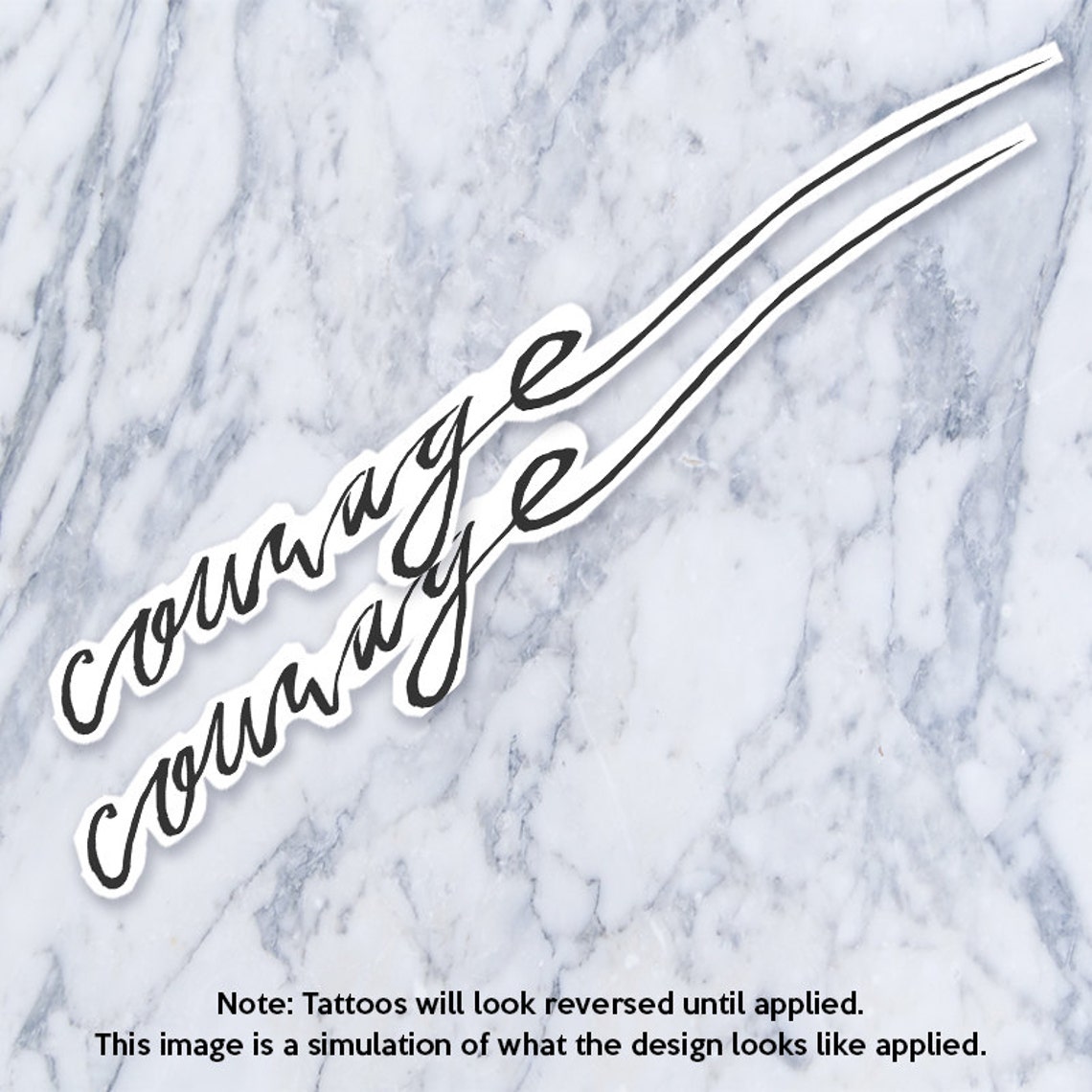 Courage Large Temporary Tattoo Script Calligraphy Cursive - Etsy