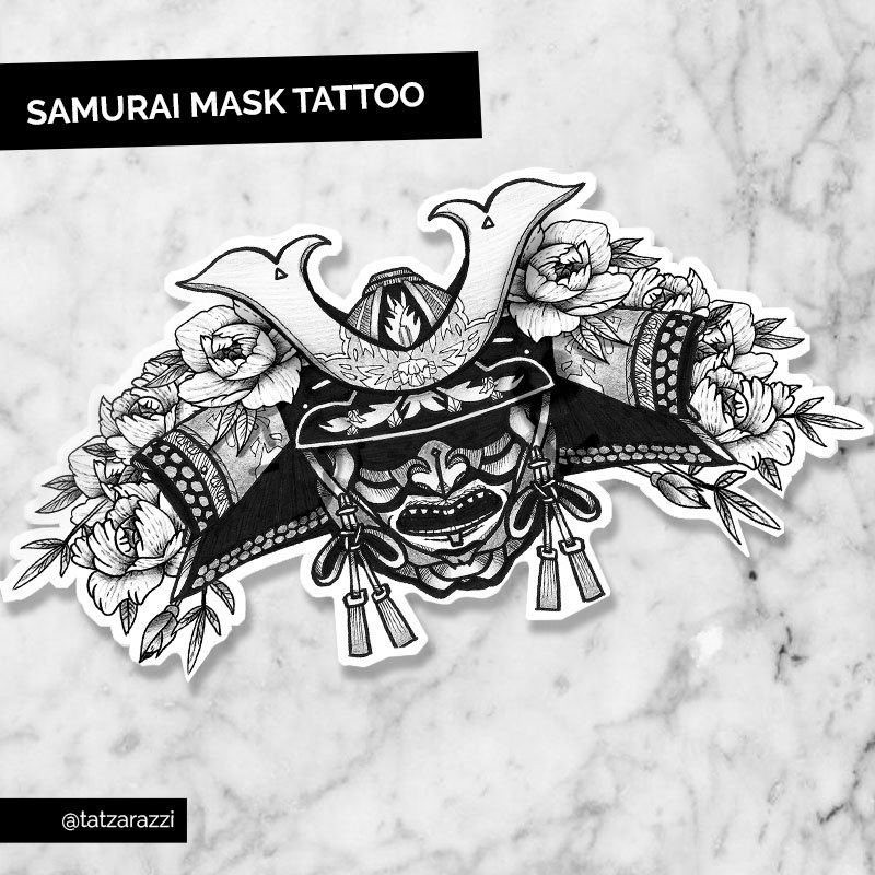 Traditional Samurai Mask Tattoo