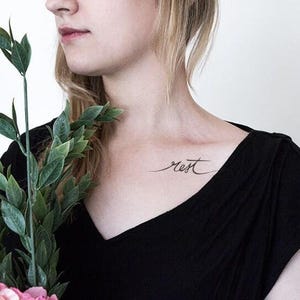 Rest Be Still Temporary Tattoo Script Calligraphy Cursive Flowing Text ...