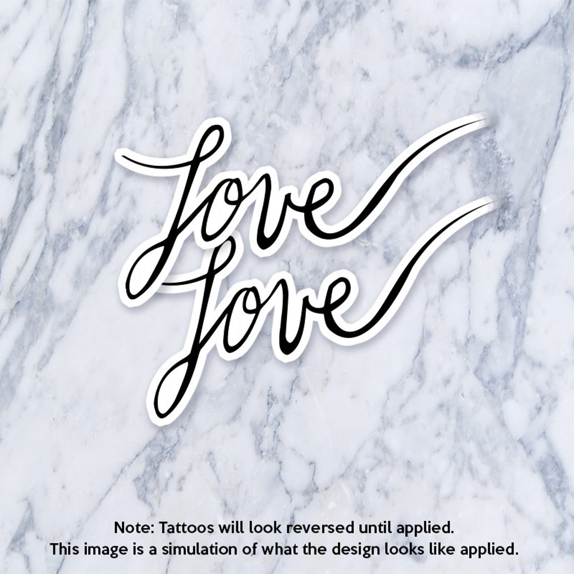 Love Small Calligraphy Cursive Handwriting Fake Temporary | Etsy