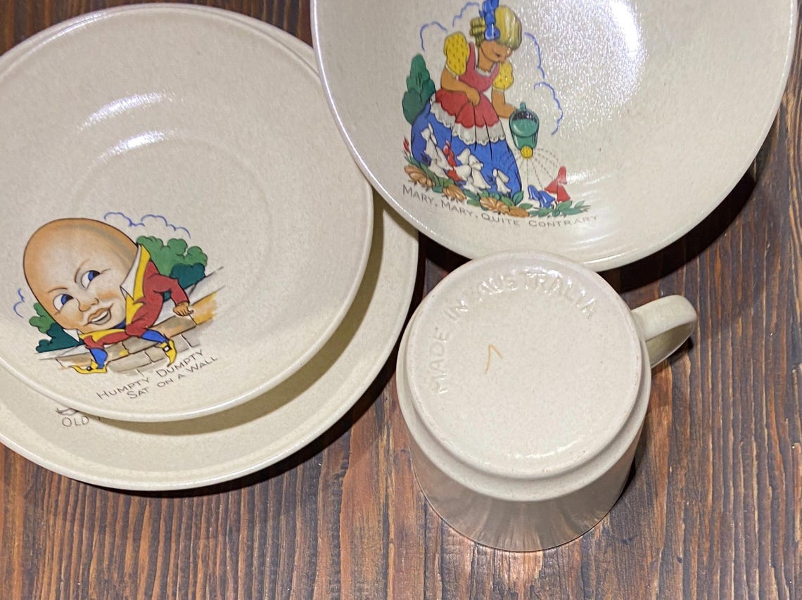 Vintage Nursery Rhyme Breakfast Crockery Set by Johnson of Australia - Etsy