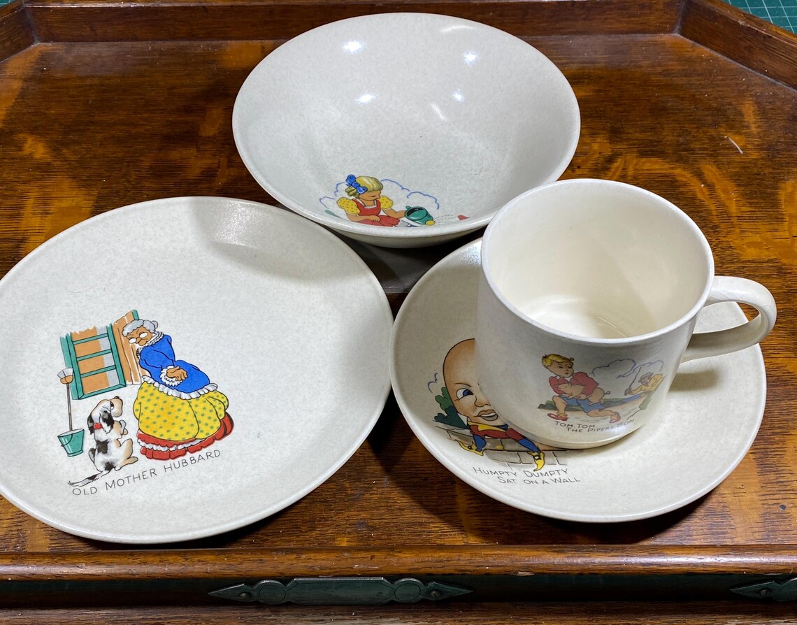 Vintage Nursery Rhyme Breakfast Crockery Set by Johnson of Australia - Etsy