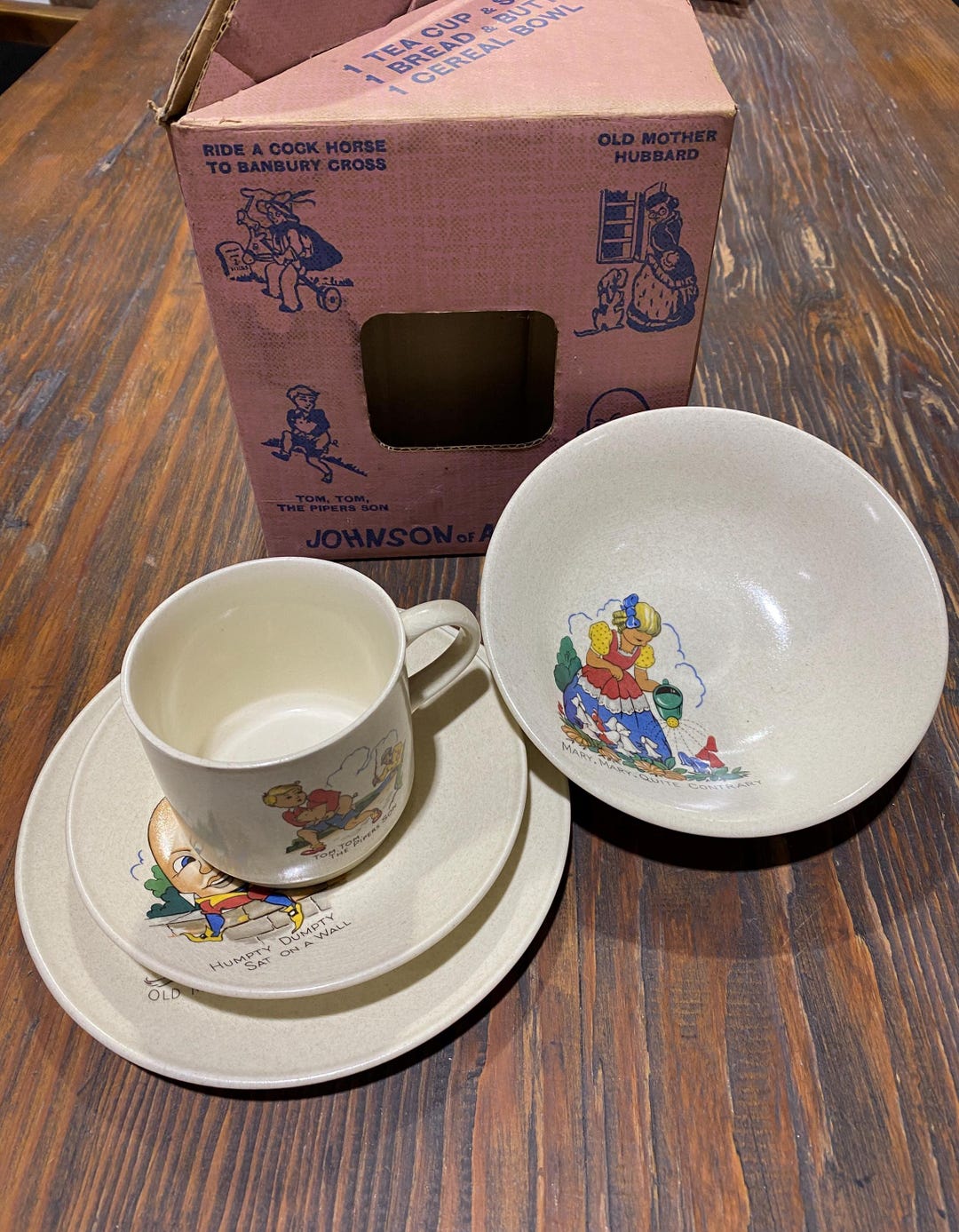Vintage Nursery Rhyme Breakfast Crockery Set by Johnson of Australia - Etsy