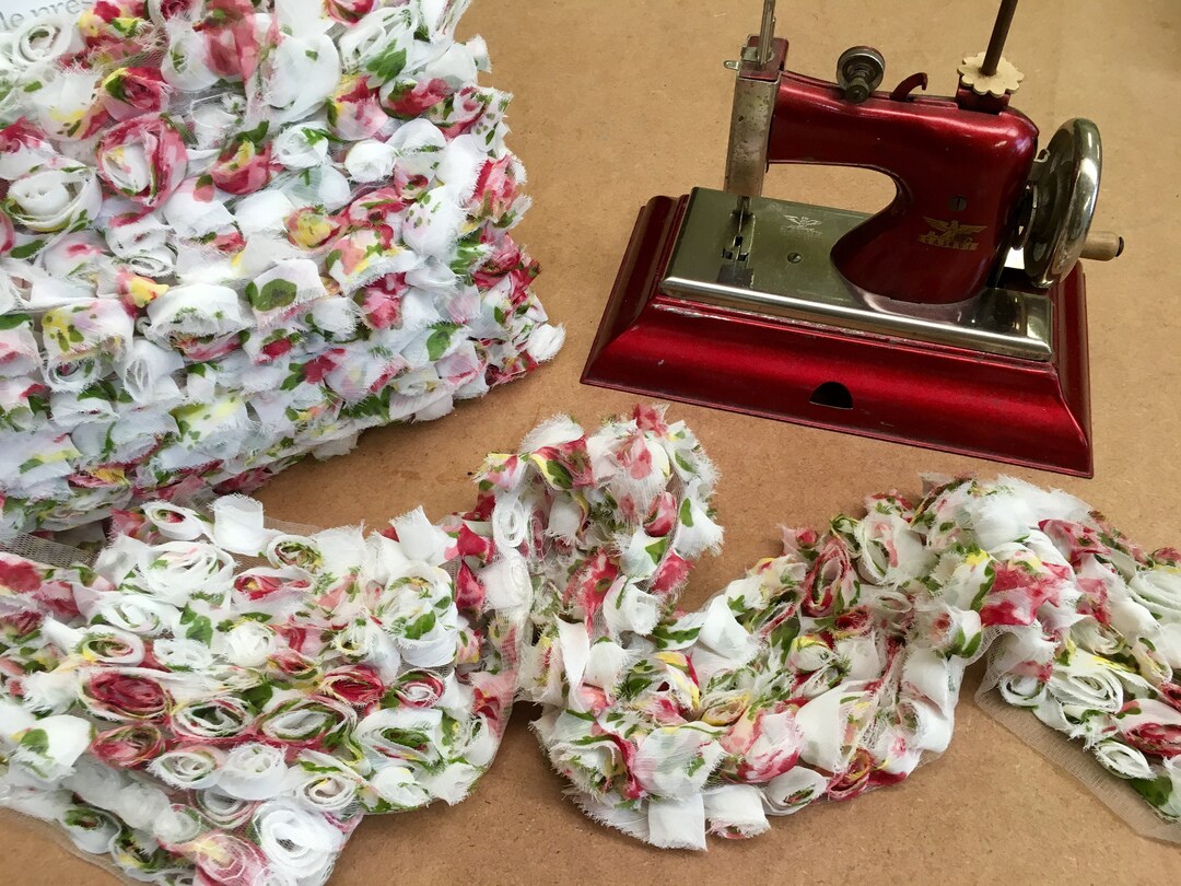 Flower Swirl Trim in Floral Chiffon Fabric 10cm Wide X 1 Metre - Etsy