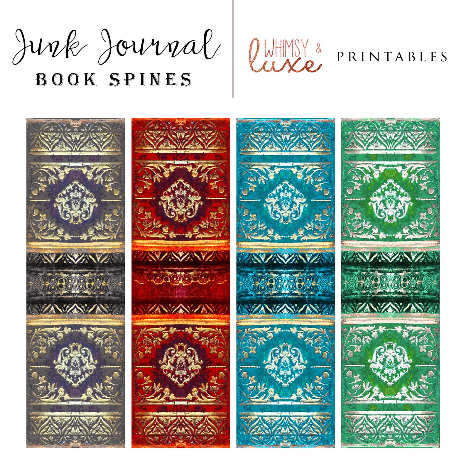 Instant Download Set of 20 Printable Antique Book Spines for Junk ...
