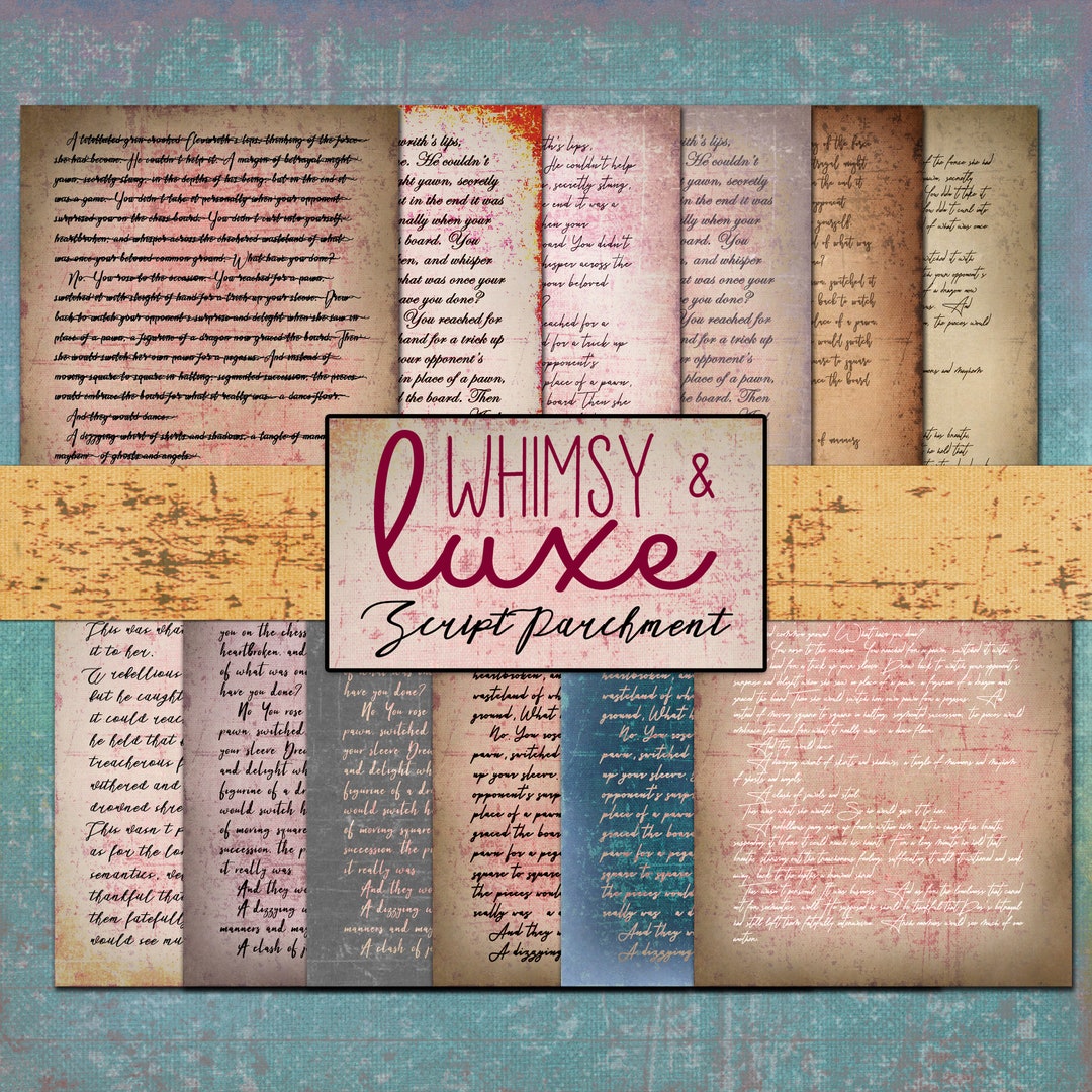 Instant Download Printable Set of 12 Script Parchment Junk Journal ...