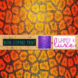 Set of 5 Instant Download PRINTABLE Neon Glitter Leopard Animal Print ...