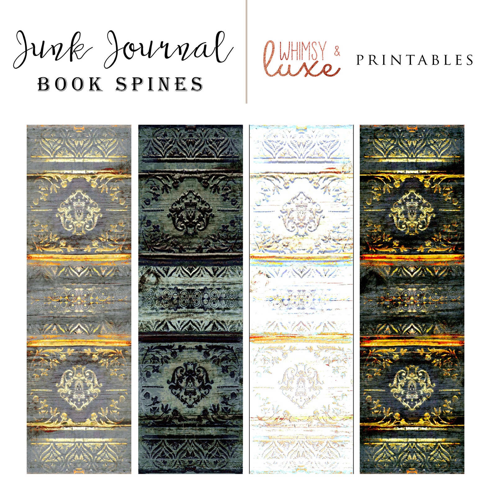 Instant Download Set of 20 Printable Antique Book Spines for Junk ...
