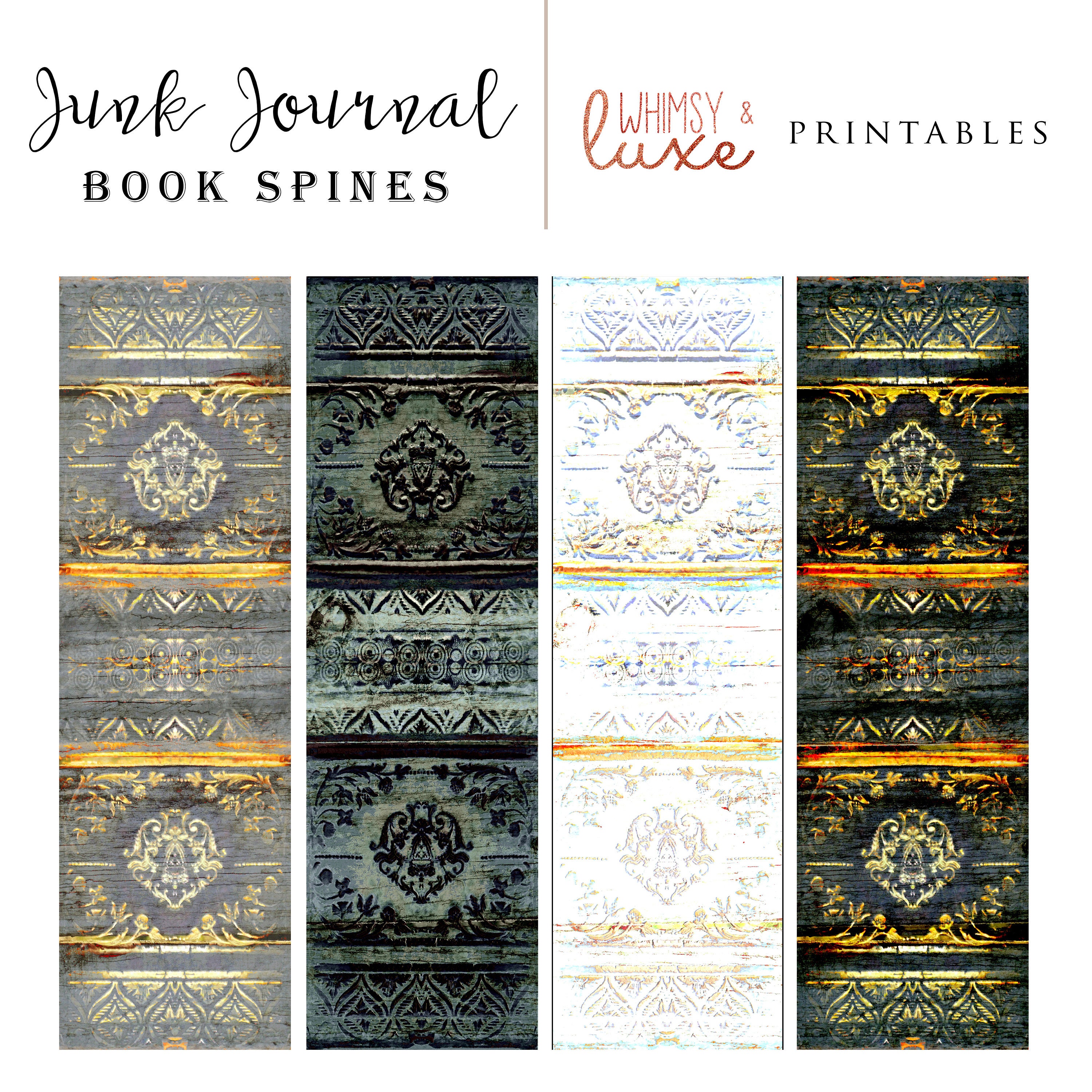 Instant Download Set of 20 Printable Antique Book Spines for Junk ...