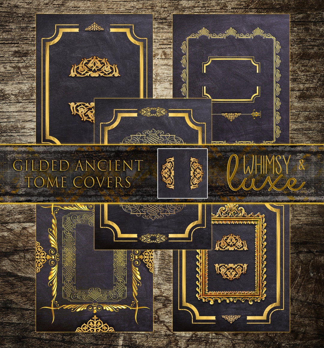 Set of 5 Instant Download PRINTABLE Gilded Ancient Tome Book Cover ...