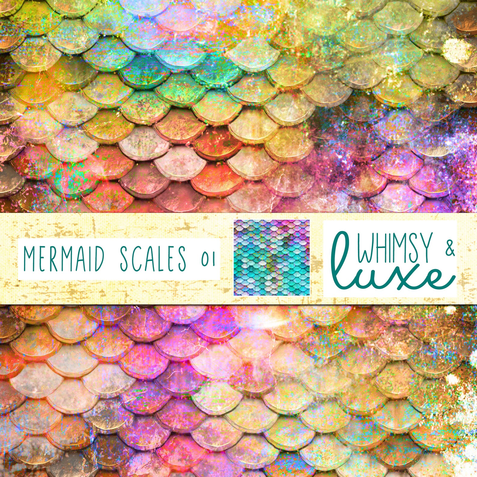 Set of 5 Instant Download PRINTABLE Faux Iridescent Mermaid Scale ...