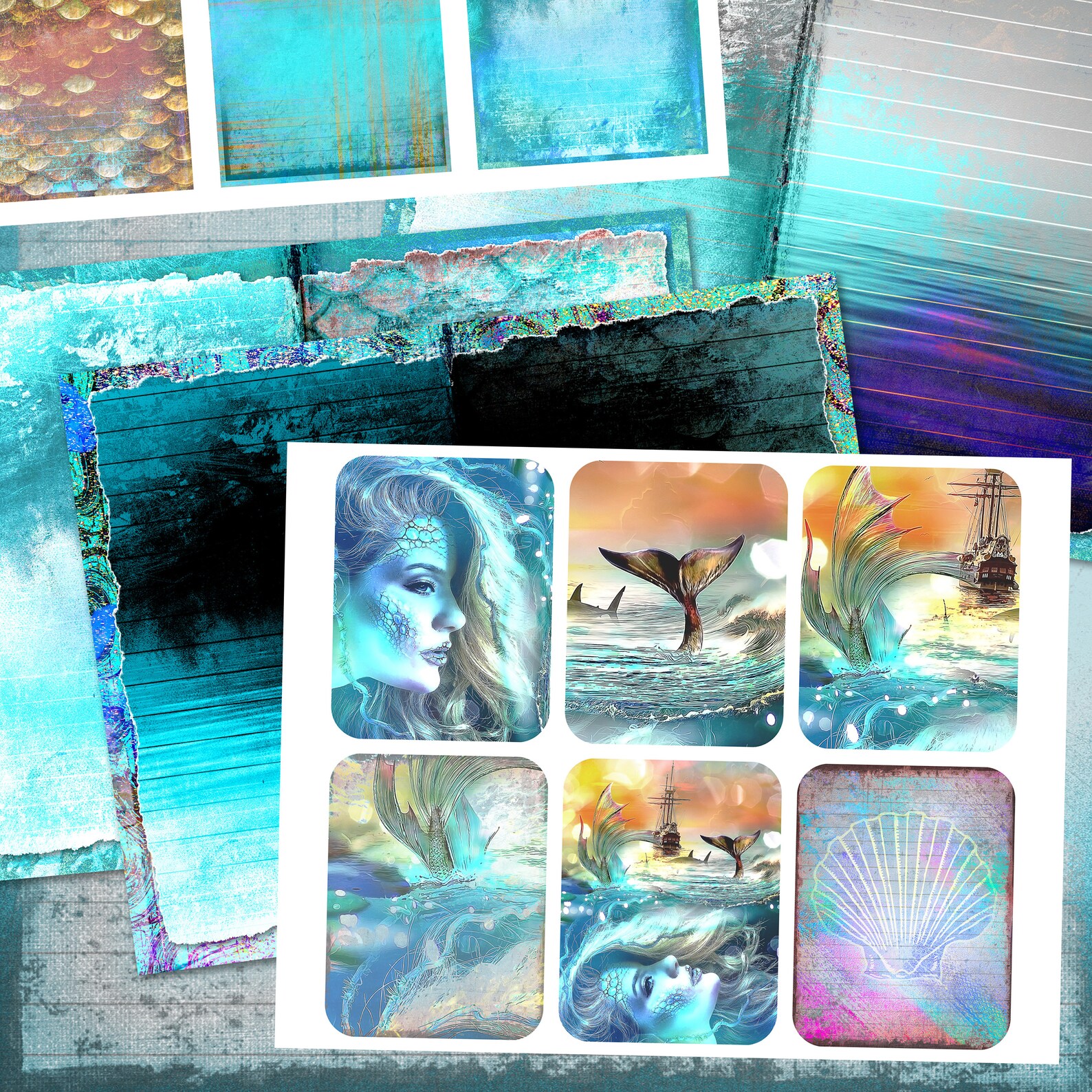 Instant Download Printable Mermaids Among Us Junk Journal Kit Art ...