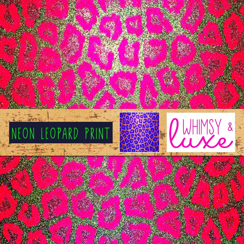 Set of 5 Instant Download PRINTABLE Neon Glitter Leopard - Etsy