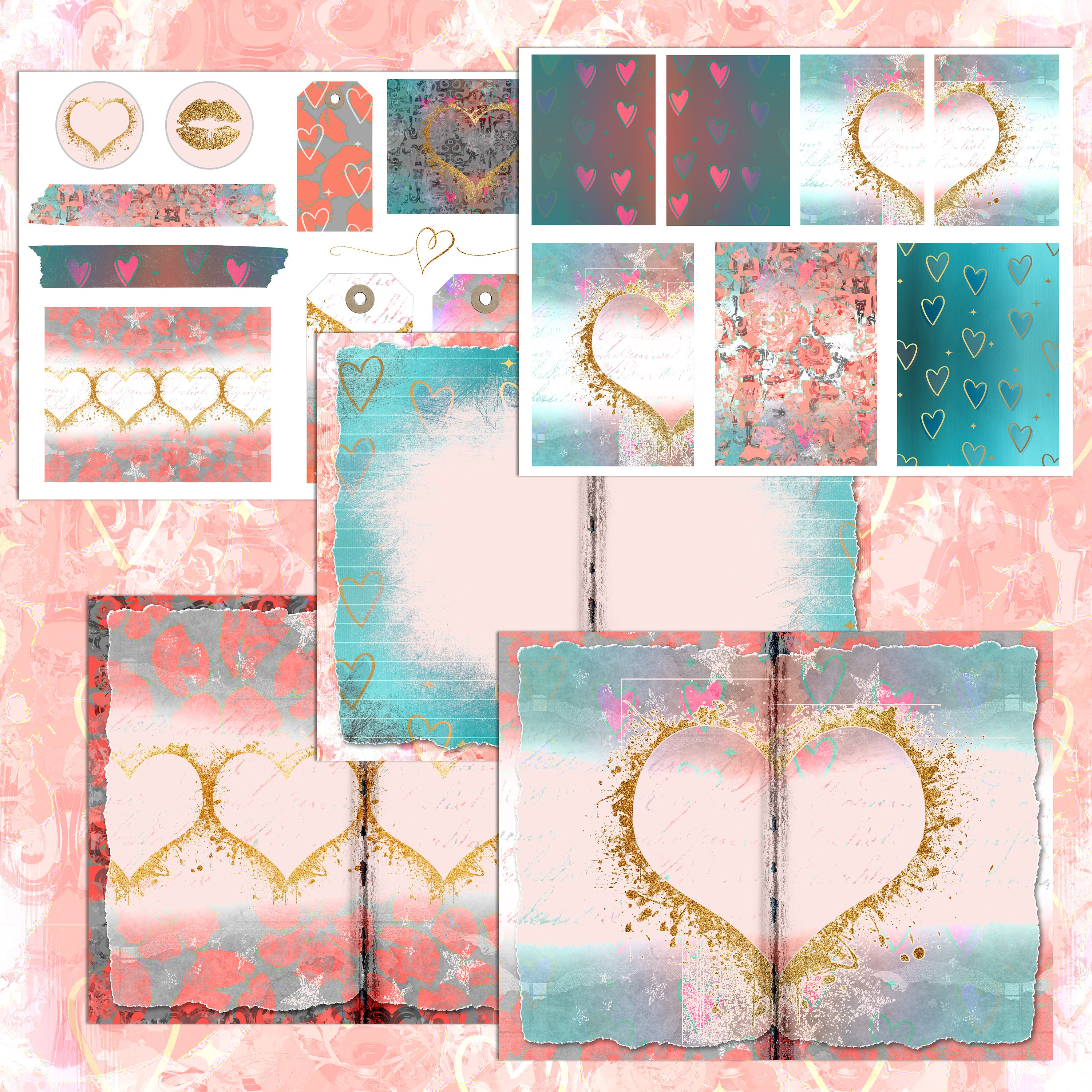 Instant Download Printable Valentines Day Sweethearts Junk Journal Kit ...
