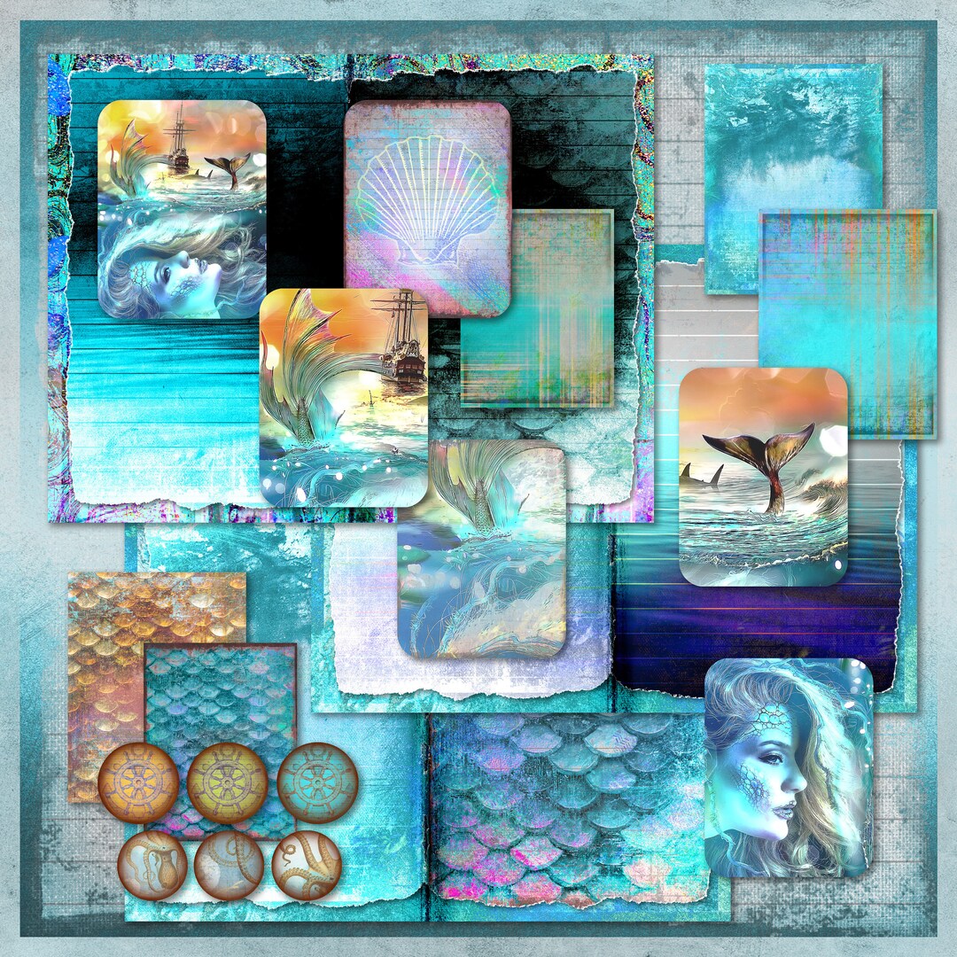 Instant Download Printable Mermaids Among Us Junk Journal Kit Art ...