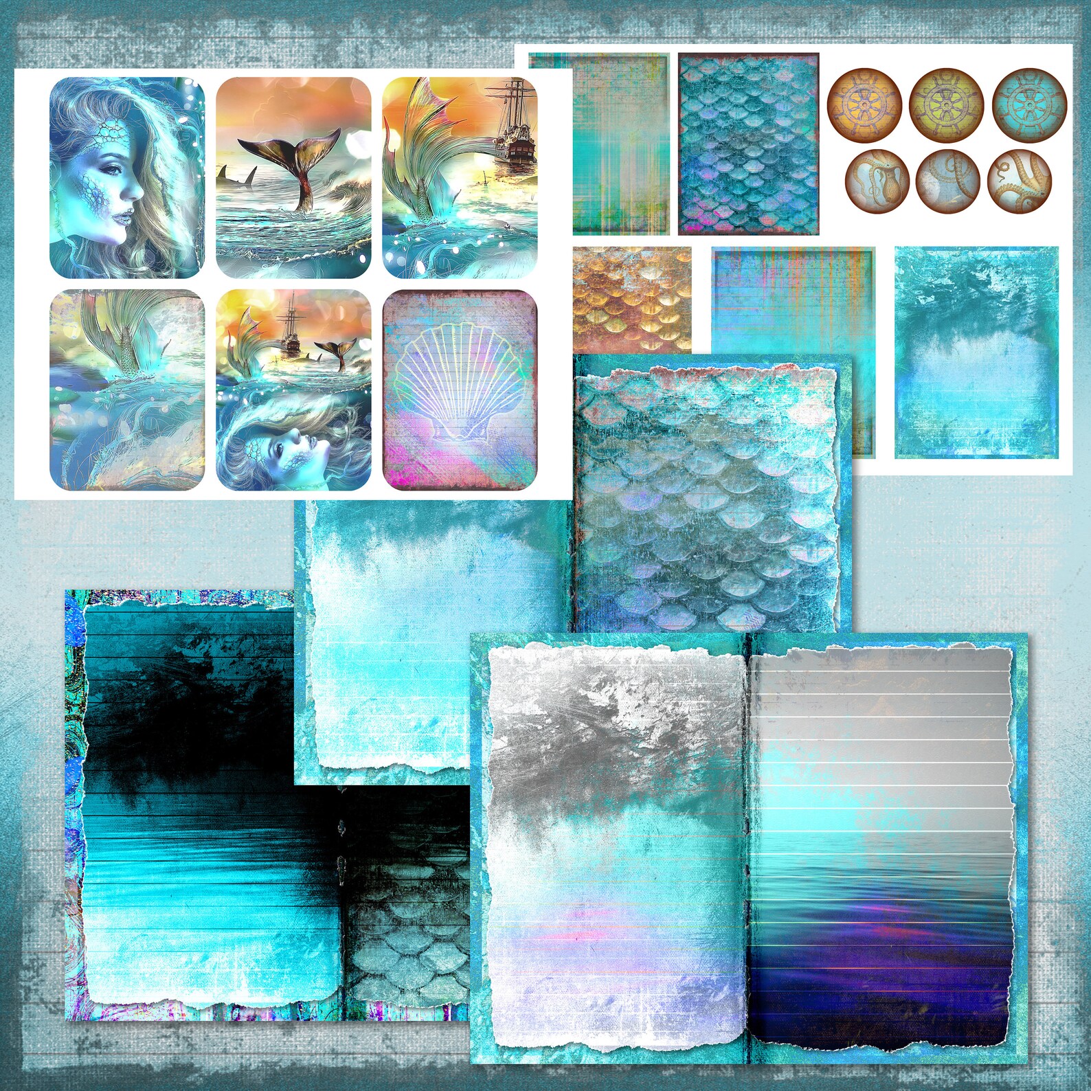 Instant Download Printable Mermaids Among Us Junk Journal Kit Art ...