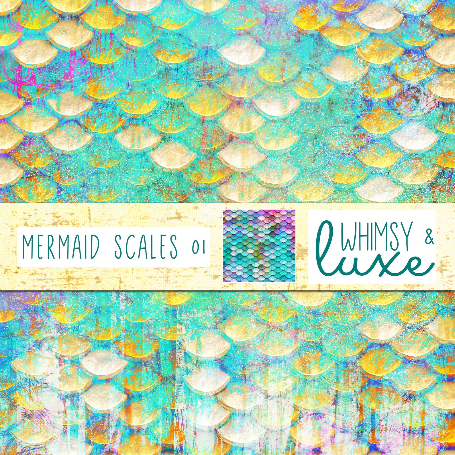 Set of 5 Instant Download PRINTABLE Faux Iridescent Mermaid Scale ...