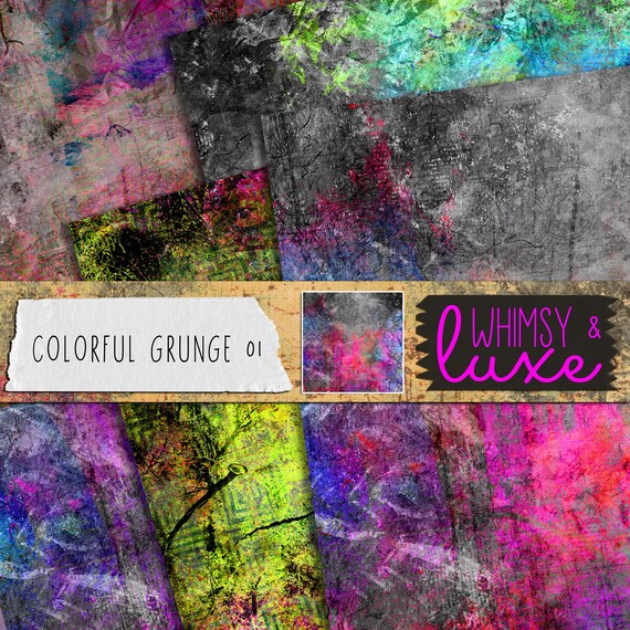 Set of 5 Instant Download PRINTABLE Abstract Colorful Grunge | Etsy