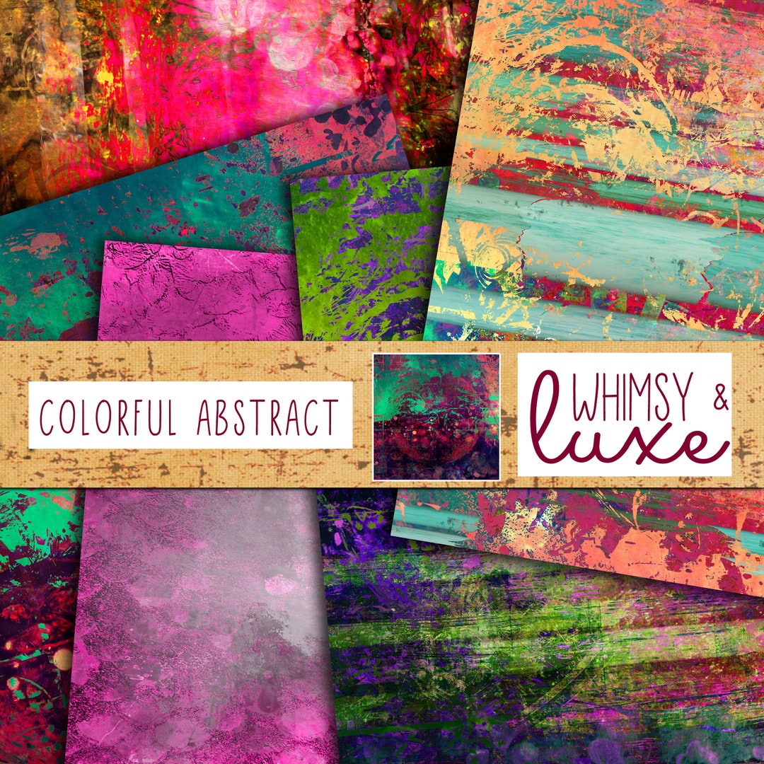 Set of 5 Instant Download PRINTABLE Colorful Abstract Texture Digital ...