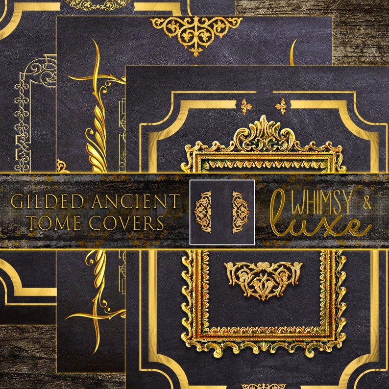 Set of 5 Instant Download PRINTABLE Gilded Ancient Tome Book Cover ...