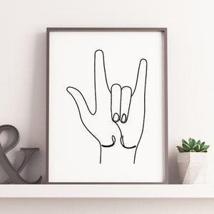I Love You Sign Language Line Art Poster by Printmeme - Etsy