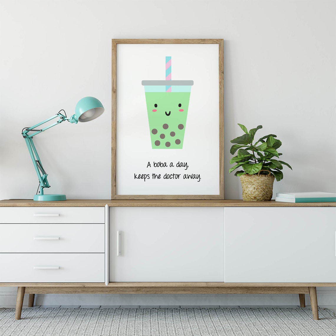 Cute Boba Tea Wall Art A Boba A Day Keeps the Doctor Away | Etsy