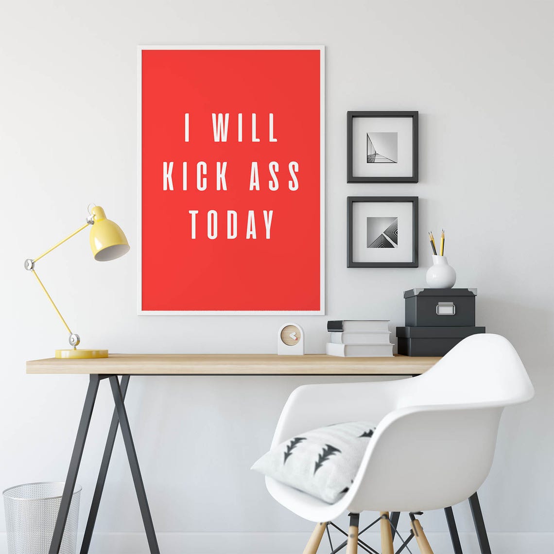 I Will Kick Ass Today Poster Funny Motivational Quote Art | Etsy
