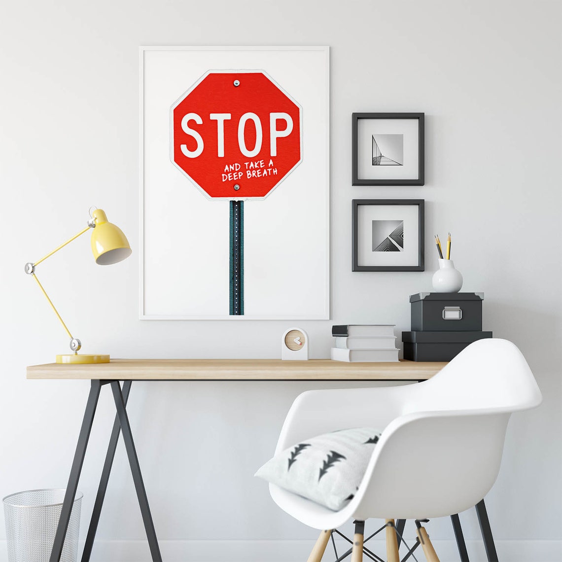 Stop and Take A Deep Breath Poster Funny Yoga Stop Sign Wall | Etsy